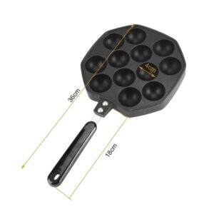 Takoyaki Grill Pan, 12 Holes Aluminum Non-Stick Grill Pan Plate Cooking Baking Mold Tray for Takoyaki and Round Pancakes Making