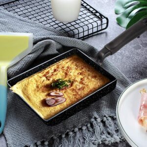 MyLifeUNIT Tamagoyaki Pan, Japanese Omelette Pan Nonstick with Silicone Spatula, Square Egg Pan 7 x 5 inches, Black