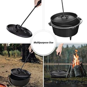 Stanbroil 15" Dutch Oven Lid Lifter with Spiral Bail Handle, Cast Iron Dutch Oven Lid Lifter for Outdoor/Campfire Cooking Accessories, Black Finish