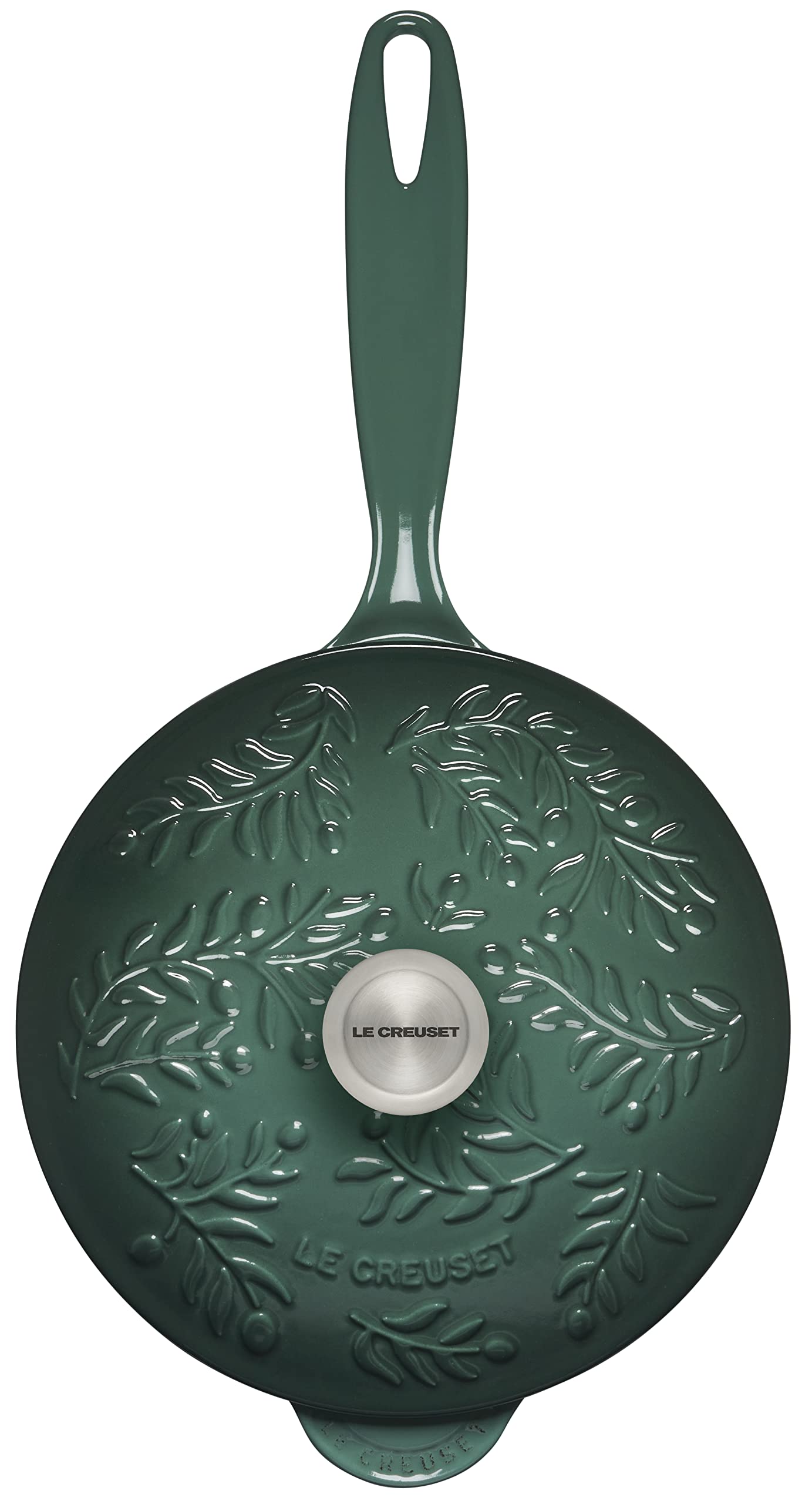 Le Creuset Olive Branch Collection Enameled Cast Iron Saucier, 2.25 qt., Artichaut with Embossed Lid