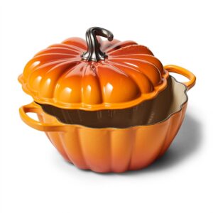 le creuset enameled cast iron figural pumpkin cocotte, 4 qt., persimmon