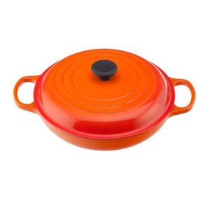 le creuset enameled cast iron signature braiser, 3.5 qt., flame