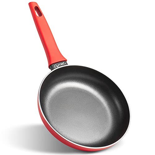 Cyrret 10 Inch Frying Pan Nonstick, Non Stick Skillets Egg Pan Omelette Pan with Healthy Coating, Red Cookware for Christmas Gift