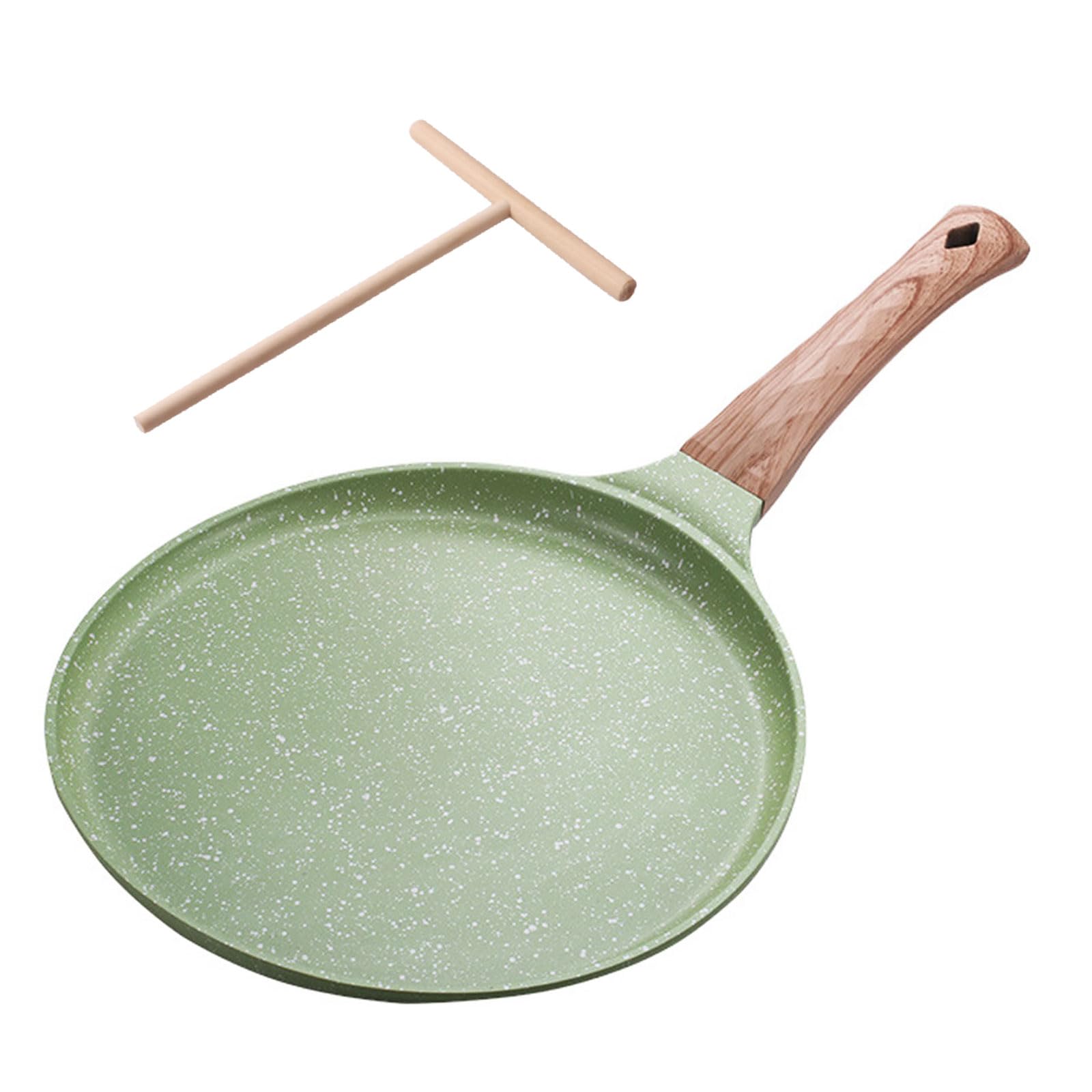 11 Inch Frying Pan Non-Stick Steak Pancake Cooking Breakfast Maker Crepe Pan Pancake Pan Household Wooden Handle Egg Griddle Pan