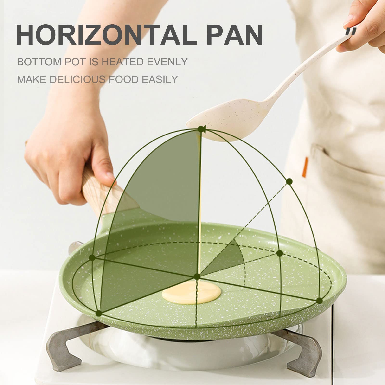 11 Inch Frying Pan Non-Stick Steak Pancake Cooking Breakfast Maker Crepe Pan Pancake Pan Household Wooden Handle Egg Griddle Pan