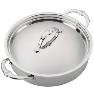 hestan - probond collection - professional clad stainless steel sauteuse, induction cooktop compatible, 3.5 quart