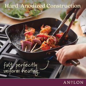 Anolon Advanced Home Hard Anodized Nonstick Deep Square Grill/Griddle Pan with Pour Spouts, 11 Inch - Moonstone