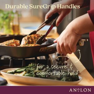 Anolon Advanced Home Hard Anodized Nonstick Deep Square Grill/Griddle Pan with Pour Spouts, 11 Inch - Moonstone