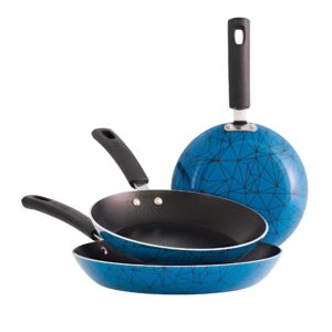 tramontina style 3 pk aluminum nonstick fry pans (blue/black)