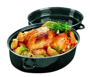 16.5"l x 15"w x 8"h (42cmx38cmx20.3cm) uniware healthy enamel coating turkey roaster, roaster pan for turkey, roaster for chicken