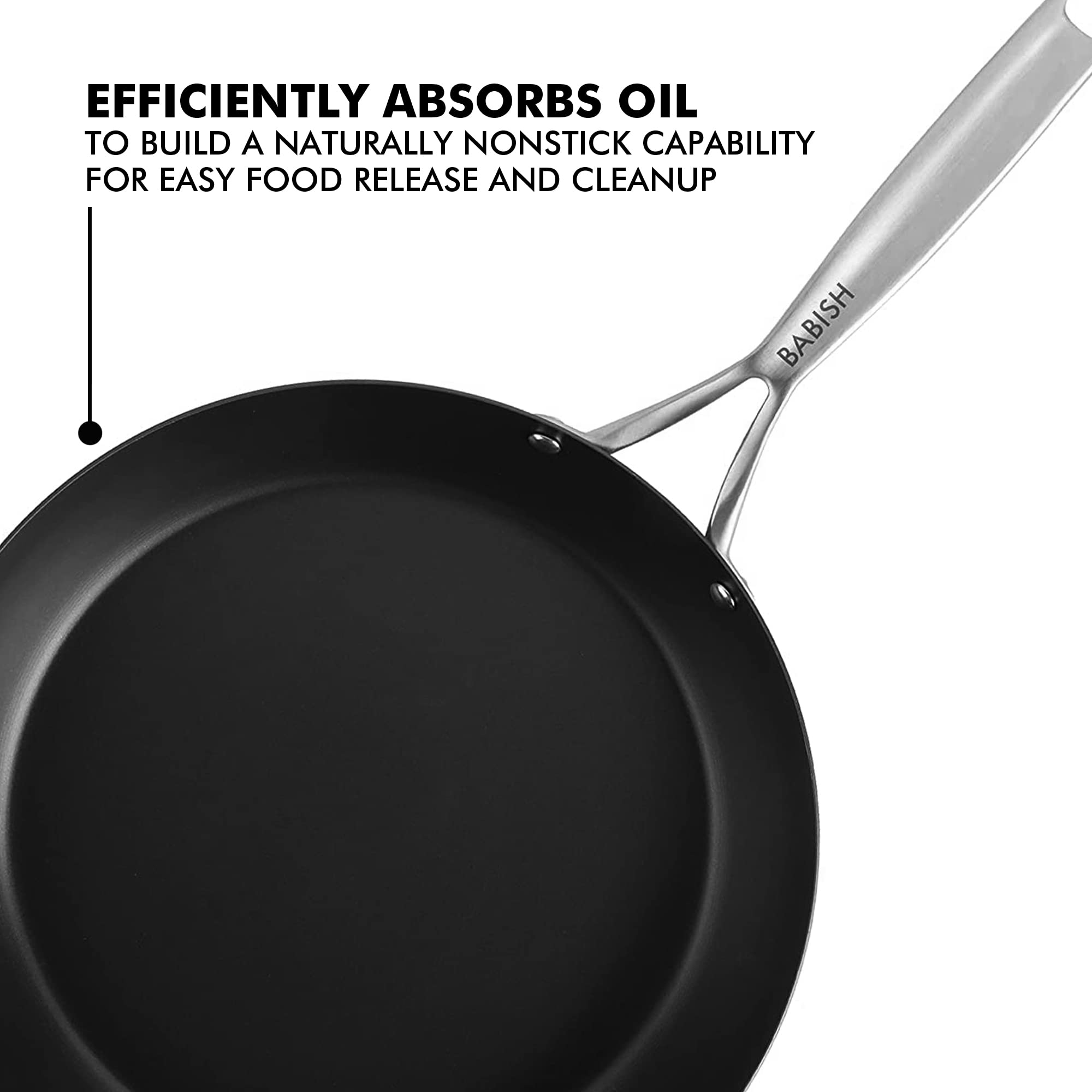 Babish Blue Steel Fry Pan, 12-inch