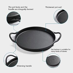 M-COOKER Pre-Seaoned Pizza Pan Cast Iron 12 Inch Dual Loop Handle Skillet with Two Silicone Handles