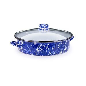 golden rabbit enamelware - cobalt swirl pattern - 5qt saute pan