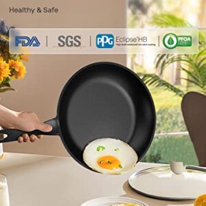 ferlord Nonstick Frying Pan Skillet for Cooking Egg Kitchen Cookware with Durable Non Toxic Non-stick Coatings and Stay-Cool Handle, 12 Inch PFOA Free Large Chef's Omelette Camping Pan