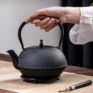 Cast Iron Mat with Rubber Pegs/Feet for Japanese Tea Kettle Cast Iron Teapot Black Trivet 5.3in