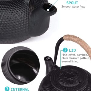 Cast Iron Mat with Rubber Pegs/Feet for Japanese Tea Kettle Cast Iron Teapot Black Trivet 5.3in