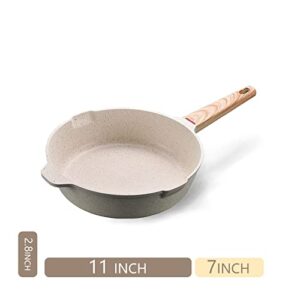 Aroplor Non Stick Pots Pancake Maker Crepe Maker Maifan Stones 11-inch Nonstick Wok Household Steak Fried Egg Induction Woks Smoke-Free Stir Fry Pans