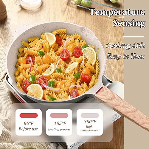 Aroplor Non Stick Pots Pancake Maker Crepe Maker Maifan Stones 11-inch Nonstick Wok Household Steak Fried Egg Induction Woks Smoke-Free Stir Fry Pans