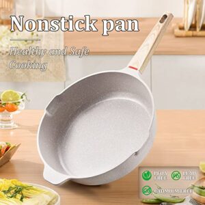 Aroplor Non Stick Pots Pancake Maker Crepe Maker Maifan Stones 11-inch Nonstick Wok Household Steak Fried Egg Induction Woks Smoke-Free Stir Fry Pans