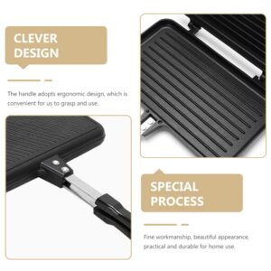 DOITOOL Sandwich Maker Double Sided Frying Pan Aluminum Omelette Trays Flip Pan Baking Pan Nonstick Frying Pan Home Cookware For Panini Sandwich Black