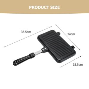 DOITOOL Sandwich Maker Double Sided Frying Pan Aluminum Omelette Trays Flip Pan Baking Pan Nonstick Frying Pan Home Cookware For Panini Sandwich Black