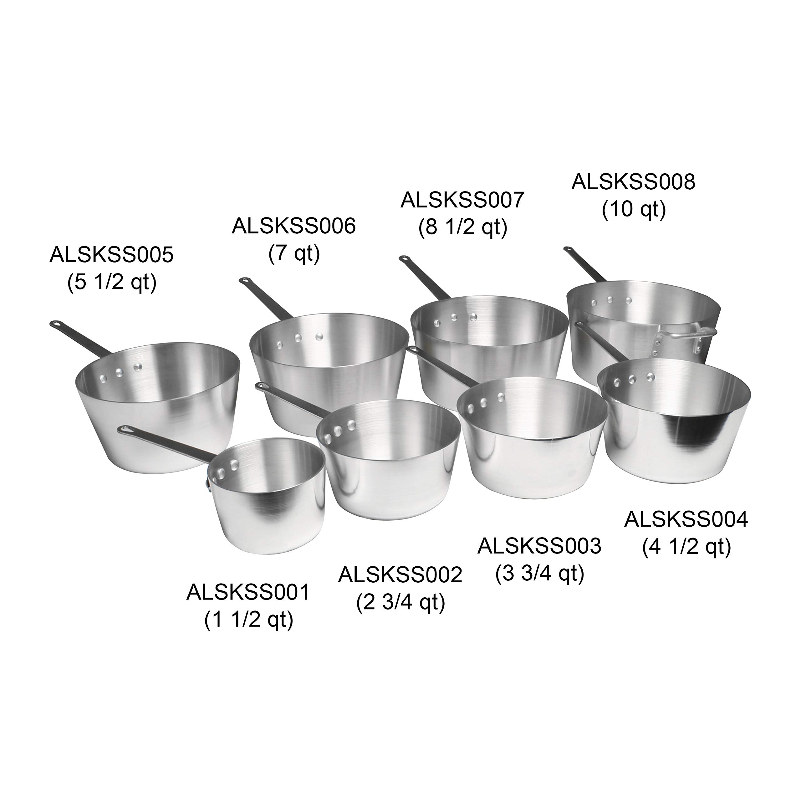 Thunder Group 4.5 Quart Aluminum Sauce Pans, Mirror Finish