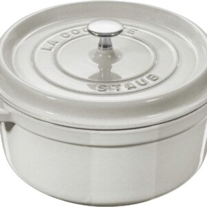 Staub Cast Iron 4-qt Round Cocotte - White Truffle, Made in France