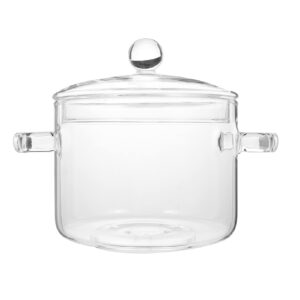 topbathy cooking pot glass simmer pots: 45oz/1.35l saucepan glass borosilicate glass handmade cookware set stovetop pot - safe for pasta noodle soup milk tea salad