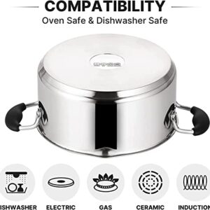 QStar 5.01 qt Stainless Steel Aluminum Nonstick Stock Pot with Glass Lid and Stay Cool Handle