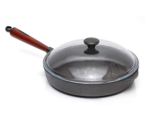 SKEPPSHULT Frying Pan with Wooden Handle and Glass Lid 28 Cm Black