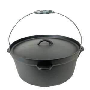 cuisiland seasoned 12 quart dia 14in cast iron dutch oven lip lid