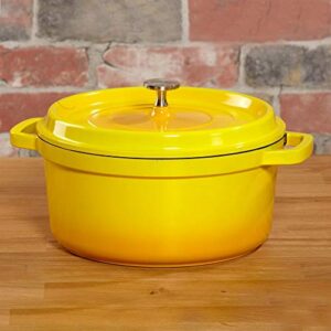 G.E.T. CA-011-Y/BK Heiss Lightweight Cast Aluminum Dutch Oven, 2.5 Quart, Round, Yellow