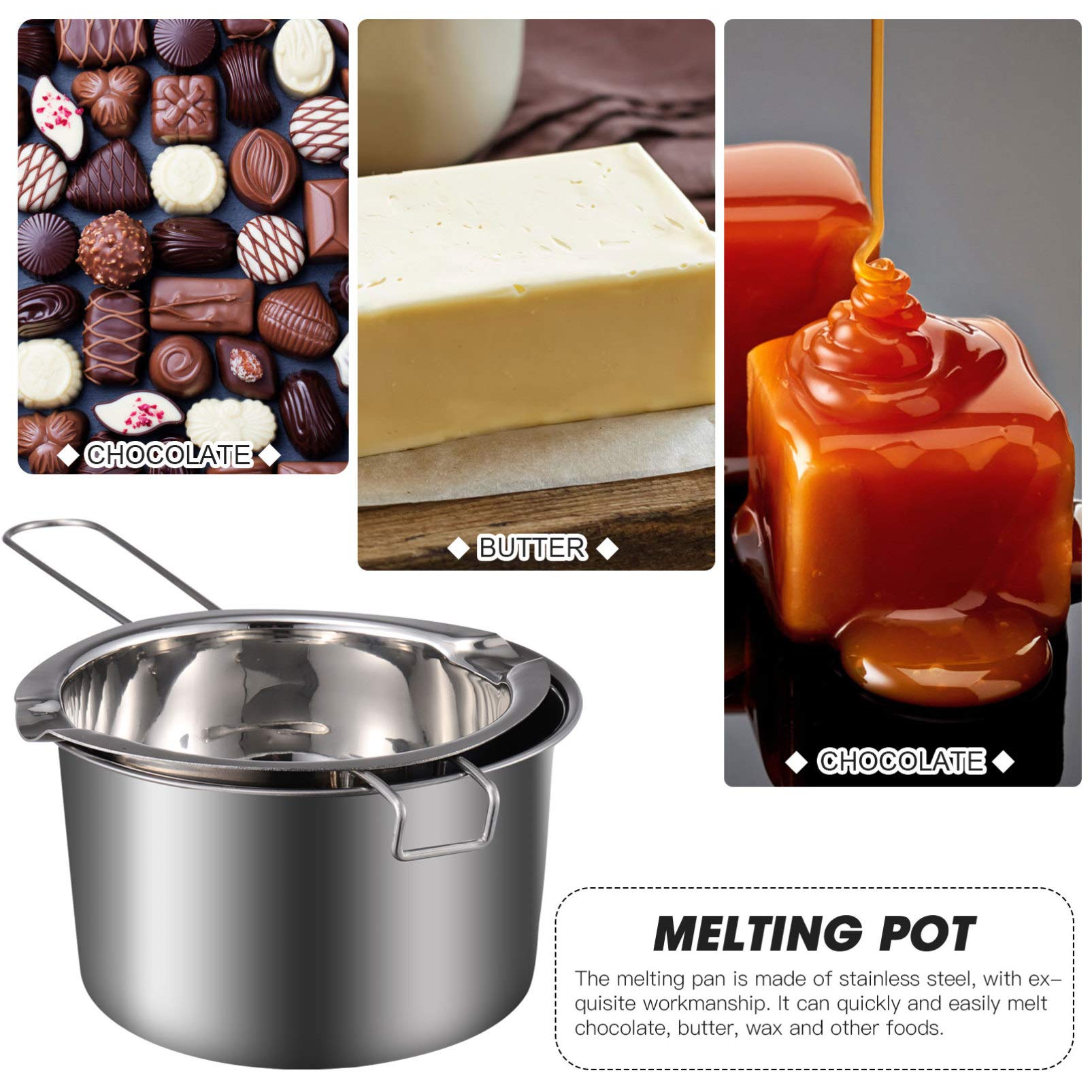 EXCEART Chocolate Melting Bowl 1 Set Stainless Steel Double Boiler Pot Cheese Melting Pot Chocolate Melting Pot Wax Melting Pot for Home Use Candle Making Supplies