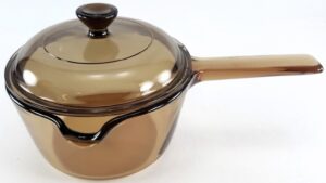 corning vision visions 1 l. amber handled lipped saucepan with lid