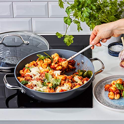 Greenpan Saute Pan with Two Side Handles, Non Stick Toxin Free Ceramic Sauté Pan - Induction & Oven Safe Cookware - 30 cm, Grey