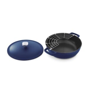 dash zakarian by dash 4.5qt nonstick cast iron braiser for braising, frying and more - blue