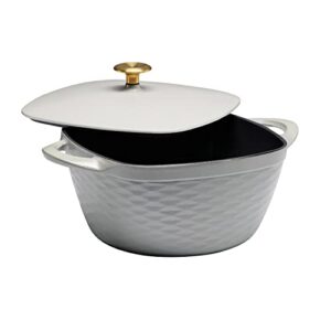 prisma 7 qt enameled cast iron covered square dutch oven (gray)