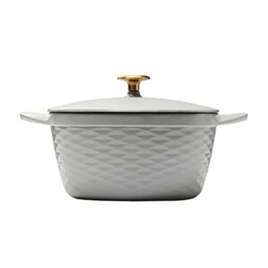 Prisma 7 Qt Enameled Cast Iron Covered Square Dutch Oven (Gray)