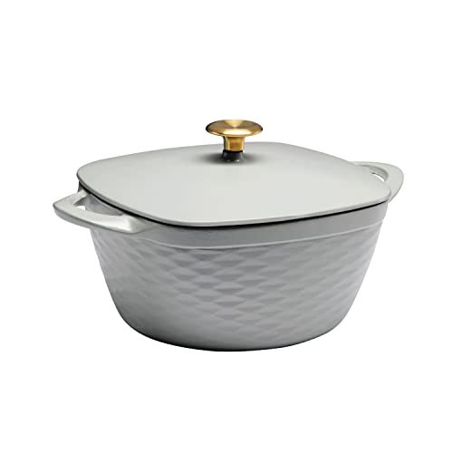 Prisma 7 Qt Enameled Cast Iron Covered Square Dutch Oven (Gray)