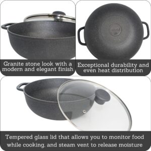 IMUSA 7 Quart Made in Colombia Nonstick Caldero with Glass Lid, Grey