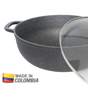 IMUSA 7 Quart Made in Colombia Nonstick Caldero with Glass Lid, Grey