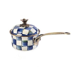 mackenzie-childs royal check enamel 1 quart sauce pan