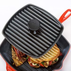 Le Creuset Enameled Cast Iron Panini Press, 9", Licorice