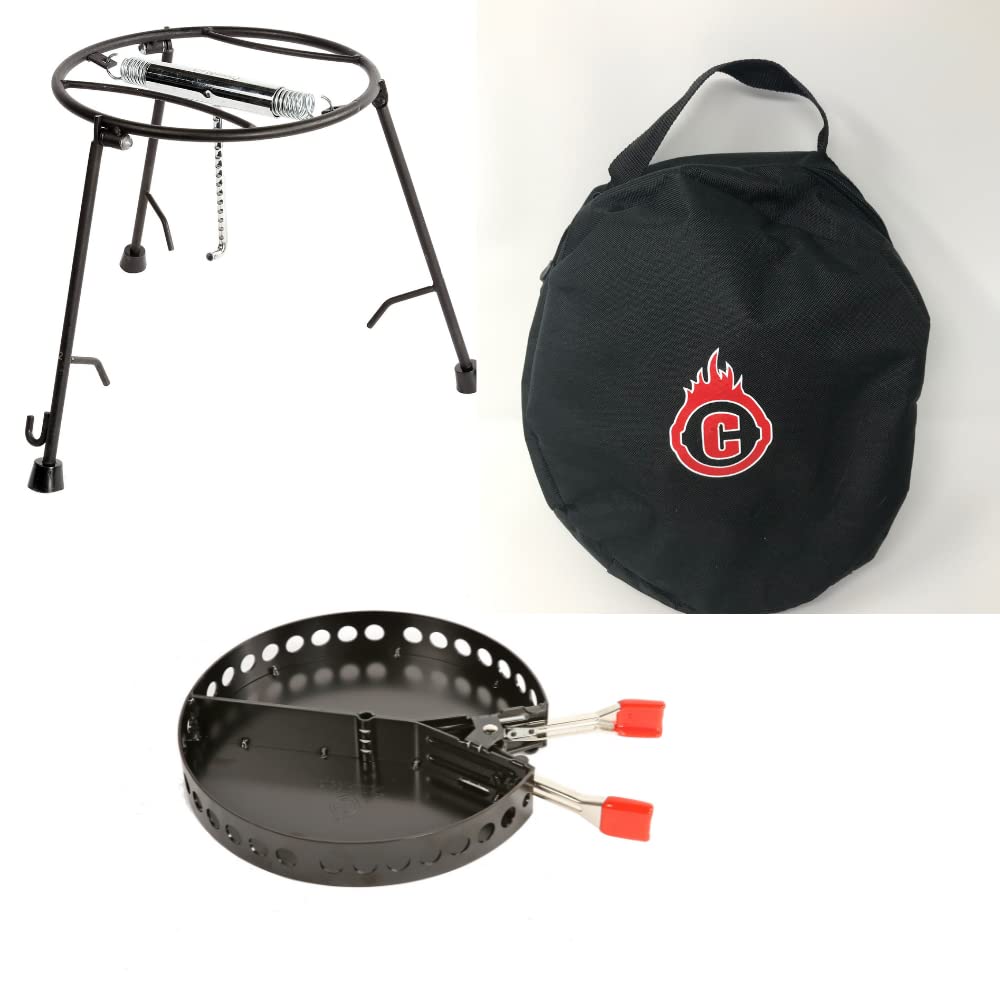 CampMaid Charcoal Holder & Lid Lifter - Dutch Oven Tools Set - Charcoal Holder & Cast Iron Grill Accessories - Camping Grill Set - Outdoor Cooking Essentials - Camp Kitchen Equipment - (2 Piece Set)