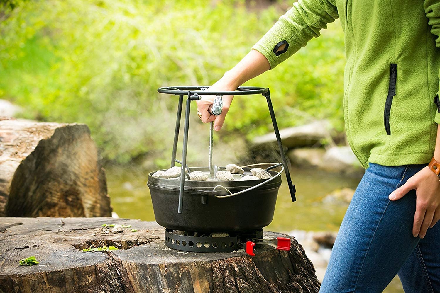 CampMaid Charcoal Holder & Lid Lifter - Dutch Oven Tools Set - Charcoal Holder & Cast Iron Grill Accessories - Camping Grill Set - Outdoor Cooking Essentials - Camp Kitchen Equipment - (2 Piece Set)