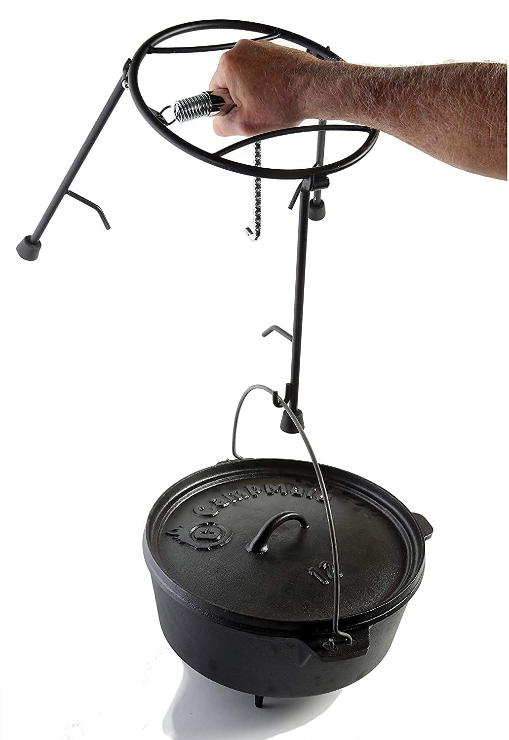 CampMaid Charcoal Holder & Lid Lifter - Dutch Oven Tools Set - Charcoal Holder & Cast Iron Grill Accessories - Camping Grill Set - Outdoor Cooking Essentials - Camp Kitchen Equipment - (2 Piece Set)