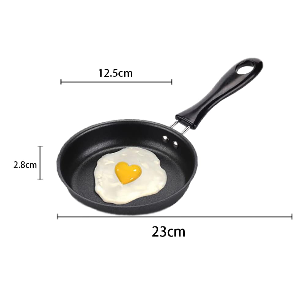 HEMASN 2 Pcs Mini Cast Iron Skillet 4.7 Inch Round Non Stick Fry Pan Single Egg Frying Pan with 2 Lids & Heat Resistant Handlefor Cooking Baking Cookie Brownie