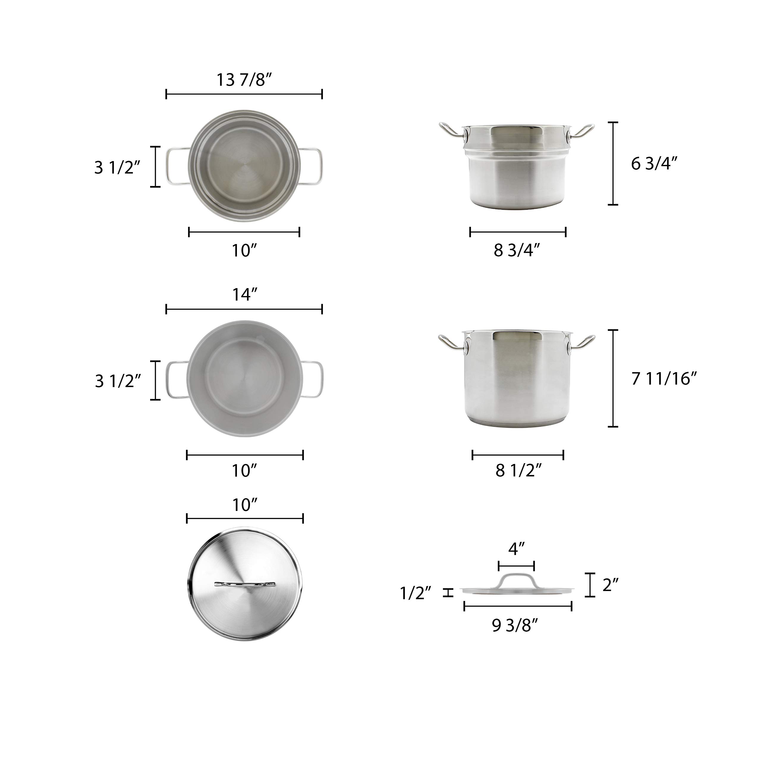 Thunder Group 8 quart 18/8 stainless steel double boiler (3 pcs set), comes in each