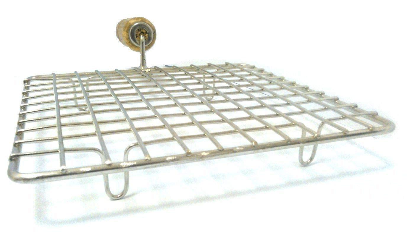 GD Stainless Steel Wire Roaster Papad Jali Roaster Grill Barbecue Grill Wooden Round Handle Square Roasting Net