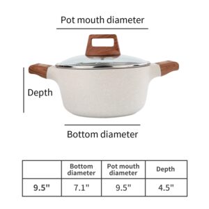 HooJay 5 Quart Nontick Dutch Oven,Non stick Stockpot Soup Pot with Lid,5QT Casserole Induction Pot for Cooking,PFOA Free